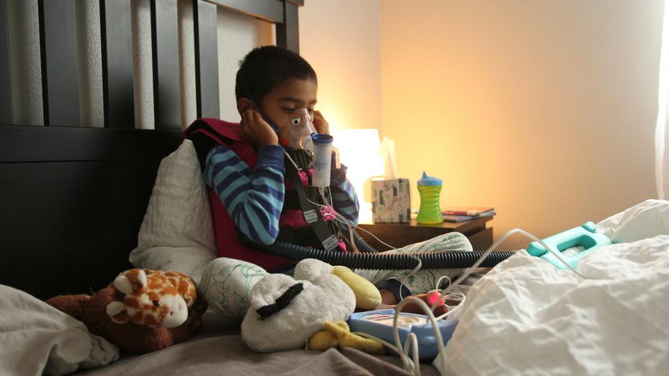 7-årige Ethan Chandra lå i sengen med høj feber og holdt sin mor i ...
